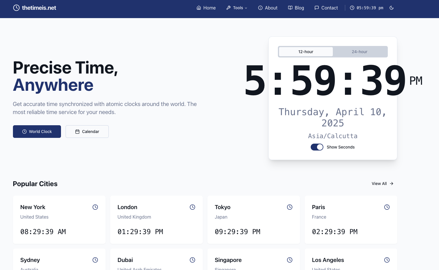 Current Local Time — Accurate Clock by TheTimeIs.net